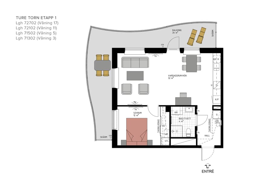 72102, Lägenhet 2 rok, Ture Torn, Stockholm län